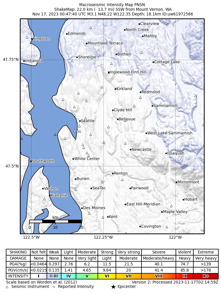 ShakeMap | Pacific Northwest Seismic Network