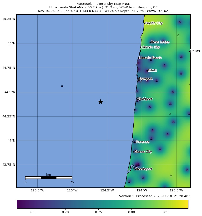 ShakeMap | Pacific Northwest Seismic Network
